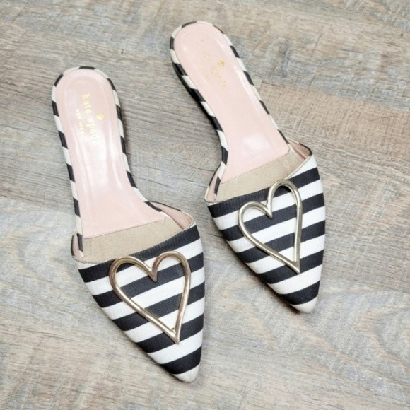 kate spade | Shoes | Kate Spade Black And White Striped Beckon ...